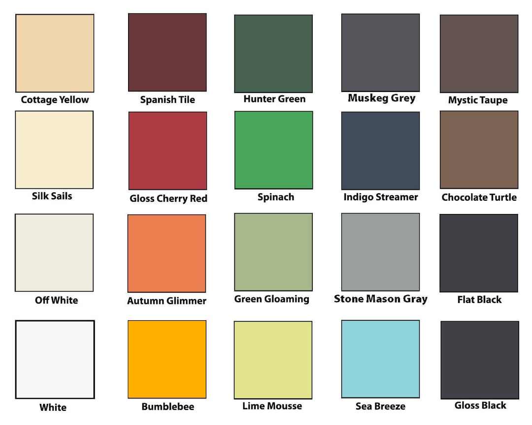 Color Chart for Our Houses and Other Items - Etsy