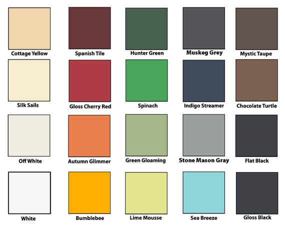 Color Chart for Our Houses and Other Items | Etsy