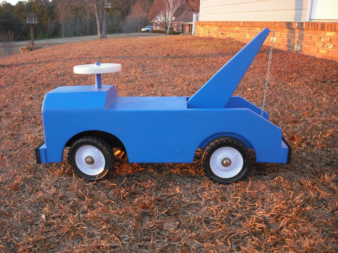 Handmade Pine Wood Tow Truck Riding Toy, Light Blue - Etsy