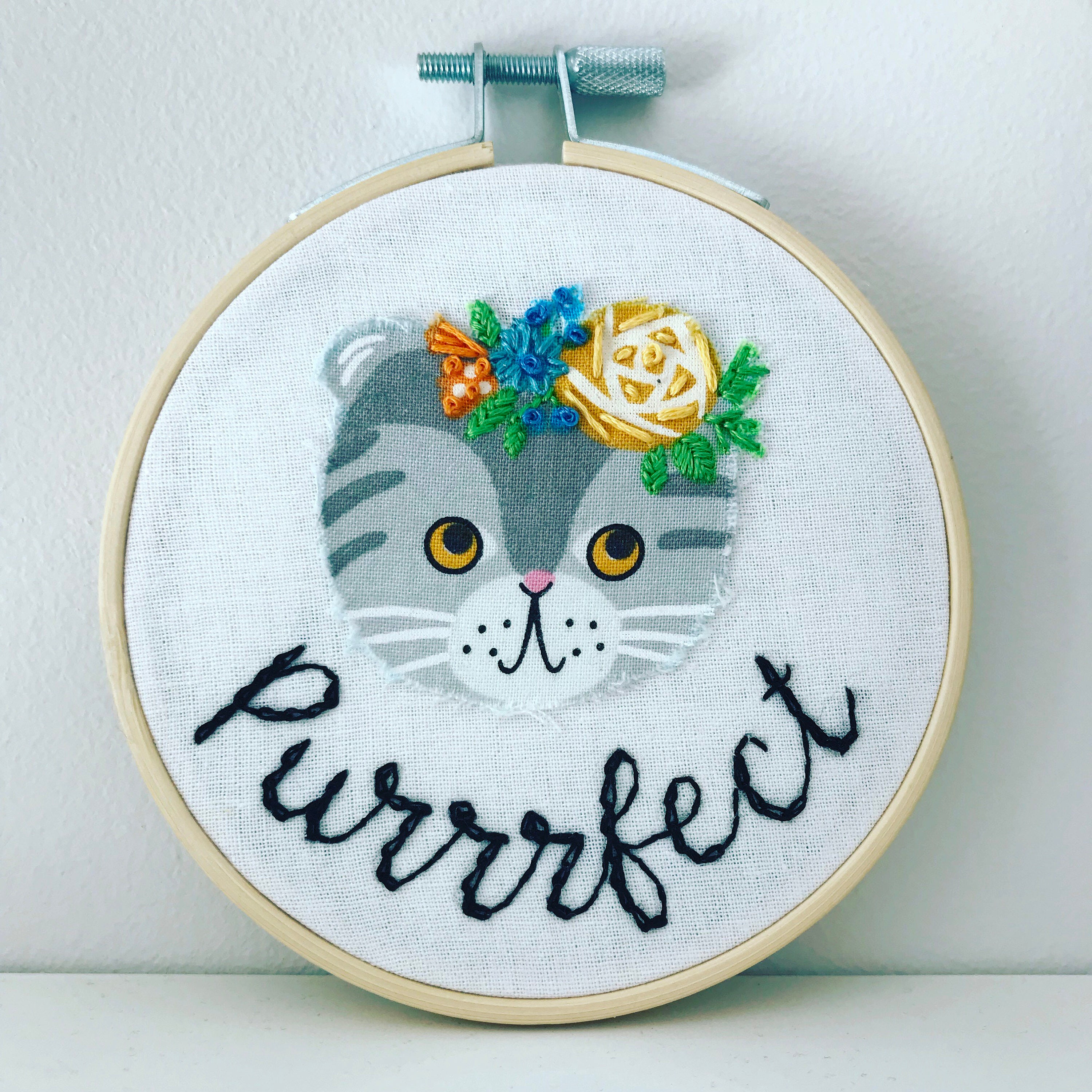 Purrrfect Embroidery Hoop Art. Cat Lover Gift Crazy Cat Lady. | Etsy