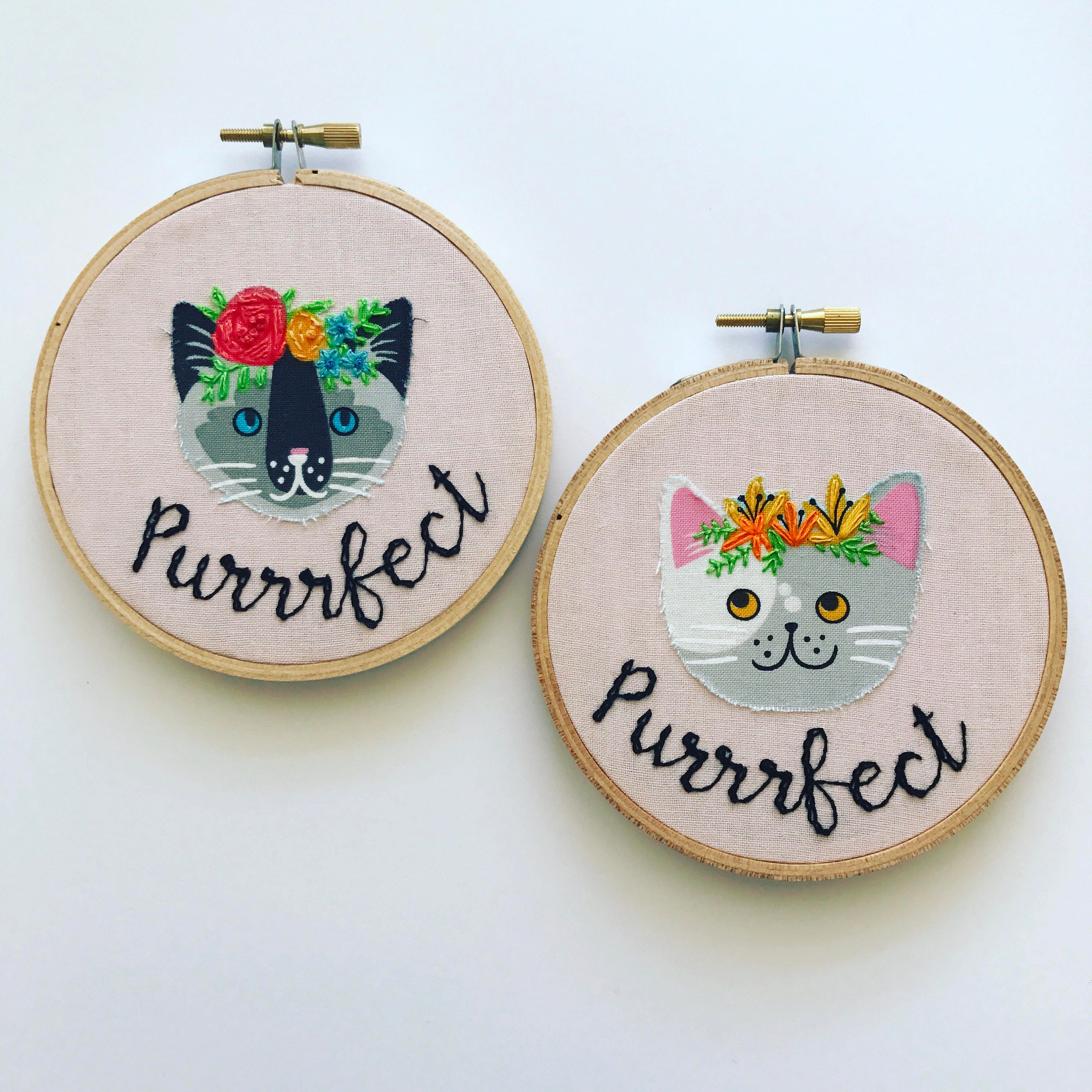 Purrrfect Embroidery Hoop Art. Cat Lover Gift Crazy Cat Lady. | Etsy