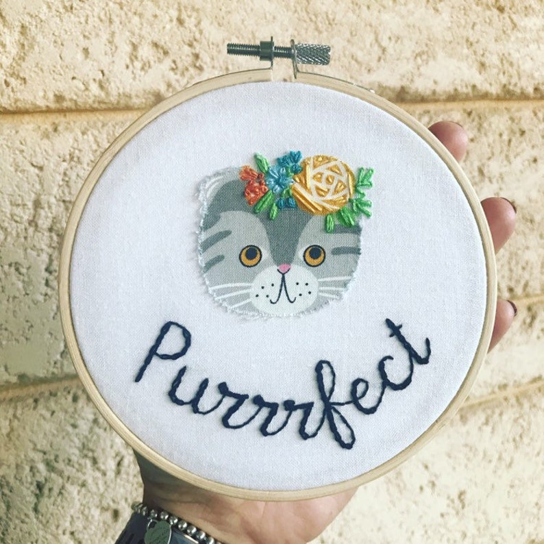 Purrrfect Embroidery Hoop Art. Cat Lover Gift Crazy Cat Lady. | Etsy