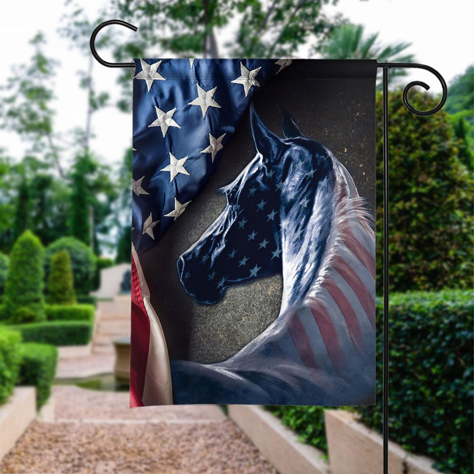 Horse Flag Happy Independence Flag American Horse Flag - Etsy