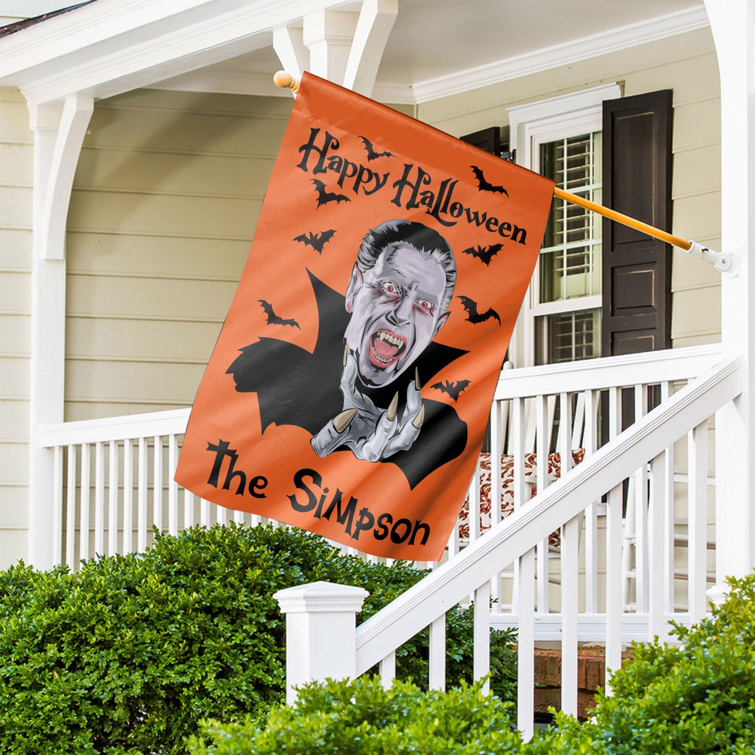 Scary Vampire Flag, Evil Vampire Welcome Flag, Halloween House Flag