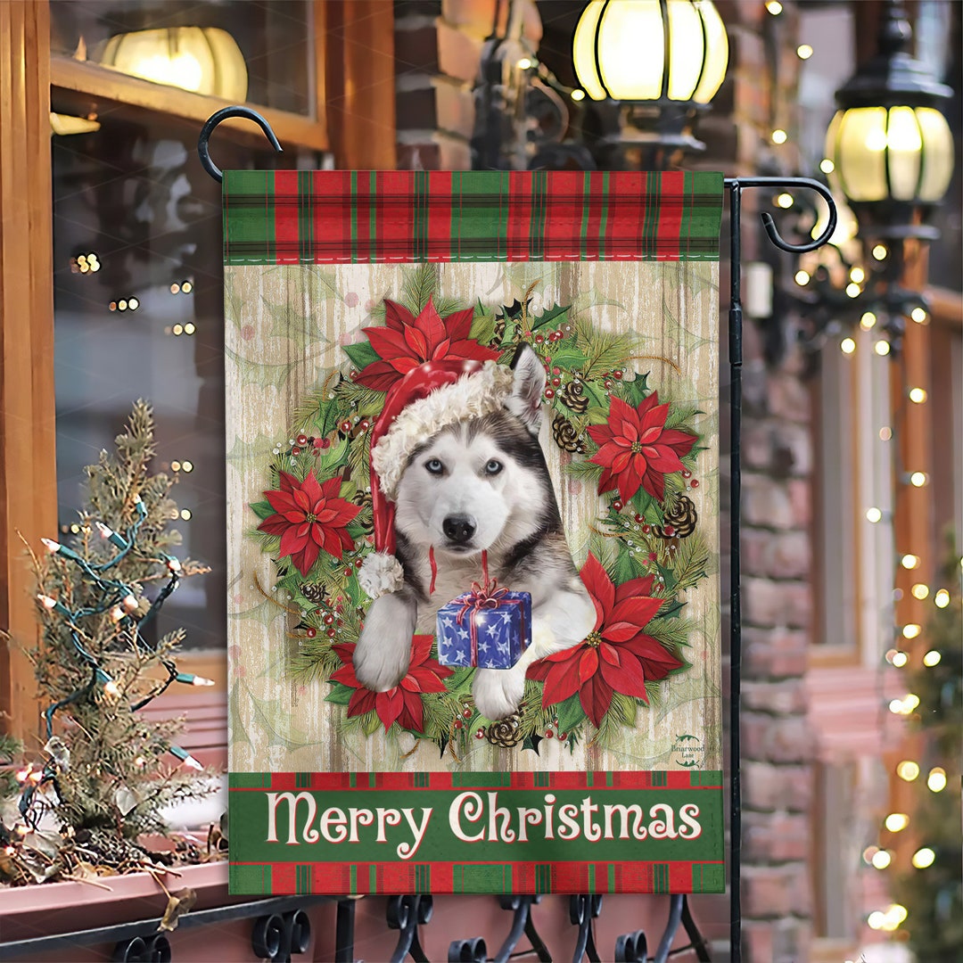 Siberian Husky and Christmas Gift Garden Flag Santa Dog - Etsy