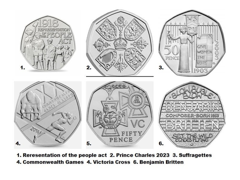 Rare UK Fifty Pence Coins Collectible 50p Coins British Coin Collector ...