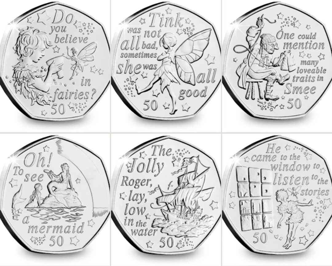Peter Pan Isle of Man 50p Fifty Pence Coins Set Uncirculated Dated 2020 ...