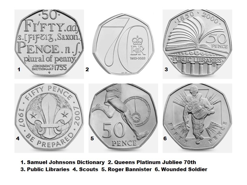 Rare UK Fifty Pence Coins Collectible 50p Coins British Coin Collector ... Rare UK Fifty Pence Coins Collectible 50p Coins British Coin Collector ...