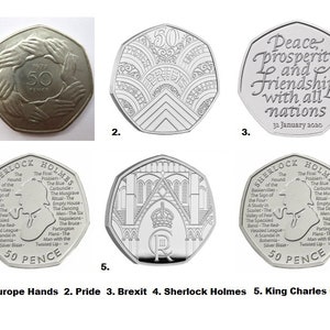 Rare UK Fifty Pence Coins Collectible 50p Coins British Coin Collector ...