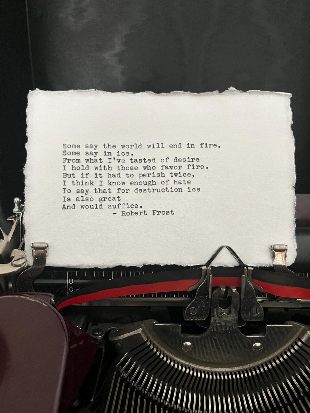 Typewriter Poem Print - Robert Frost - Fire and Ice - Etsy Australia