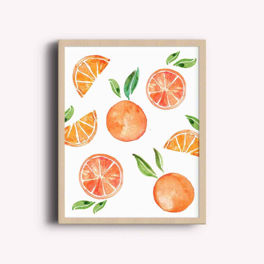 Orange Watercolor Print: Modern Kitchen Wall Art, Summer Decor (8x10 ...