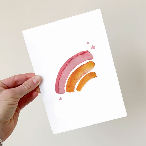 Simplified Rainbow Watercolor Colorful Wall Art Home | Etsy