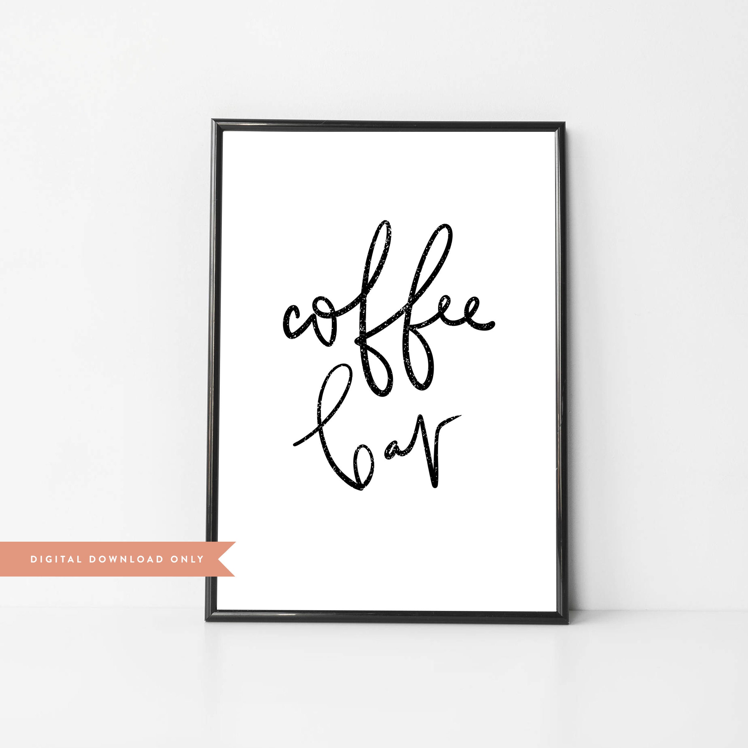 Coffee Bar | Hand-lettered PRINTABLE, Coffee Lover, Coffee Bar Decor ...