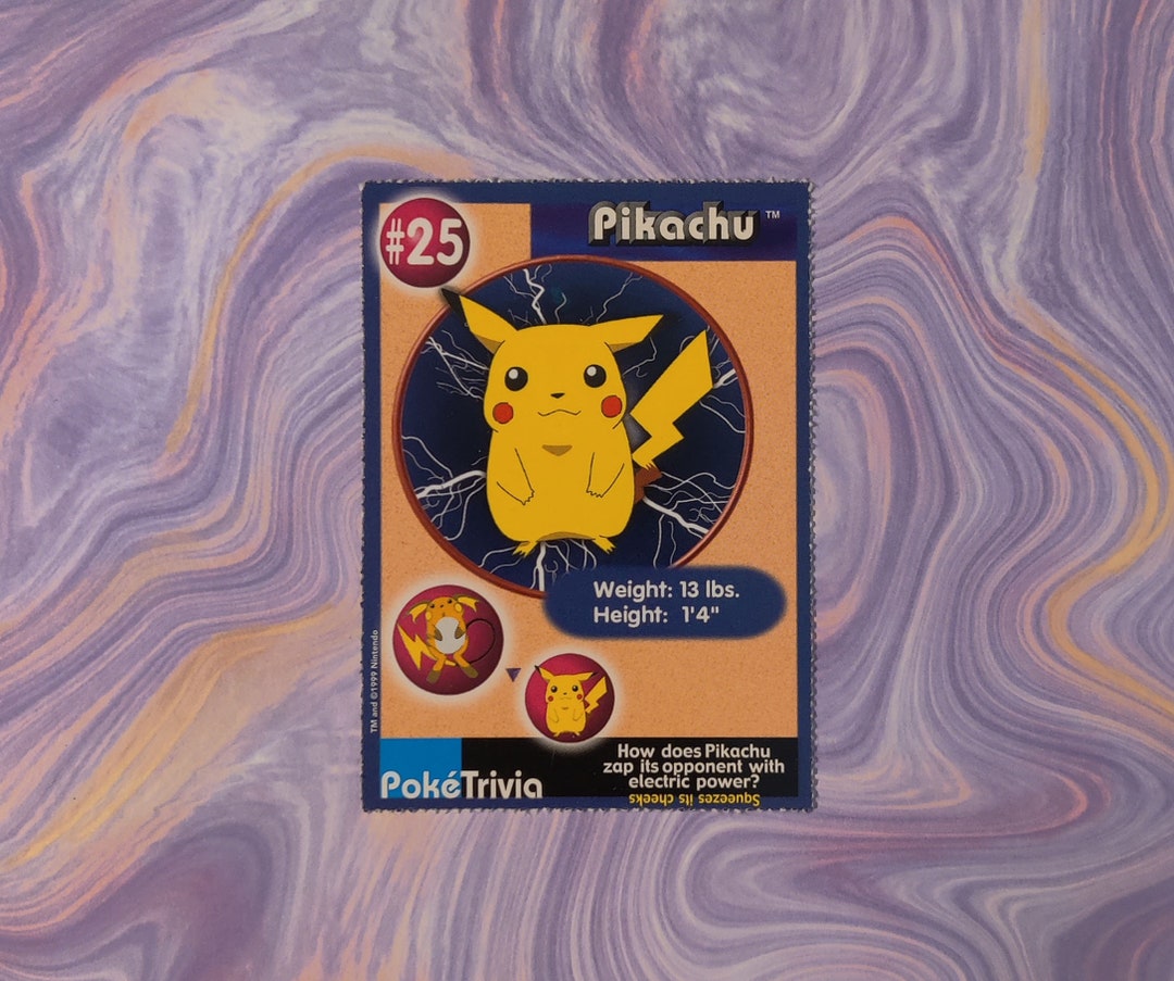 Vintage 1999 Poketrivia Pikachu Card - Etsy