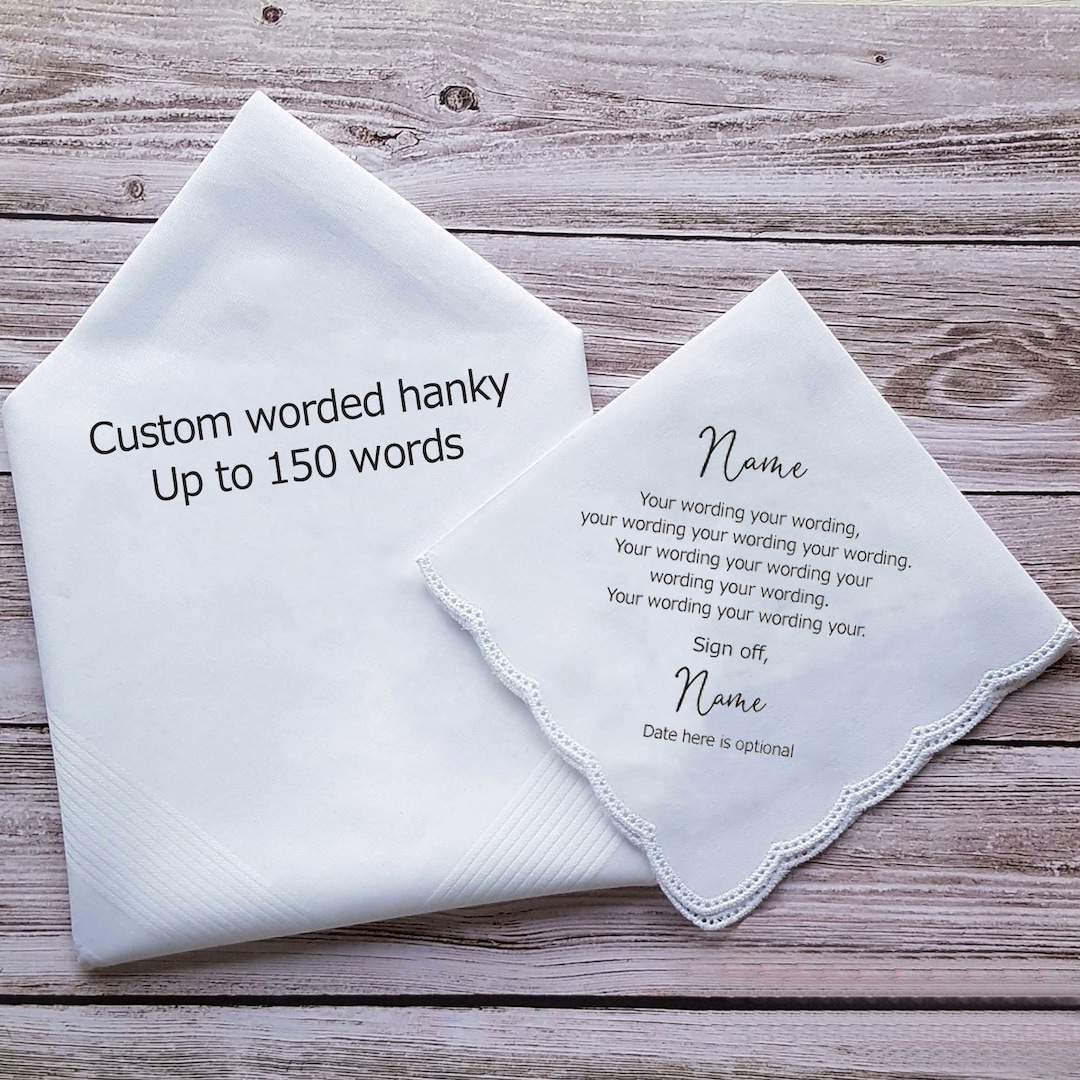Custom Wording Printed Handkerchief, Includes Free Gift Packaging With ...
