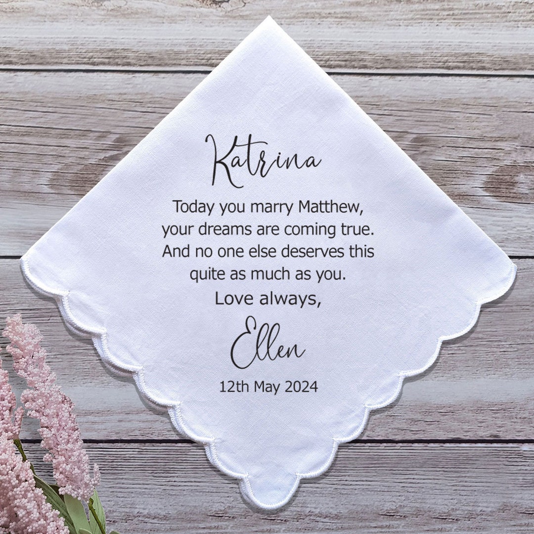 Wedding Handkerchief for Bride From Maid of Honour, Mum, Best Friend ...