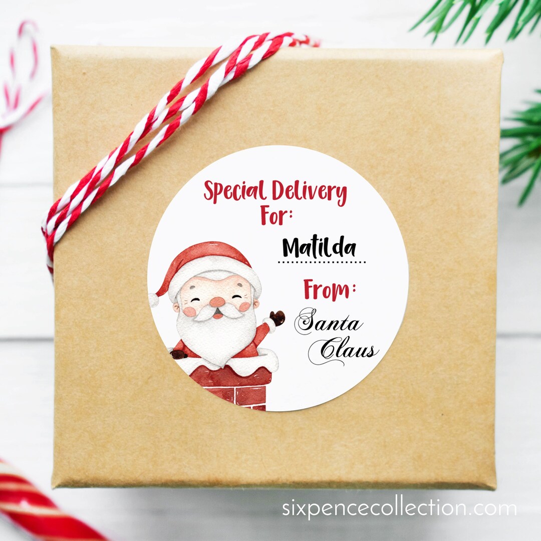 Santa Personalised Stickers, From Santa Stickers, Santa Present ...
