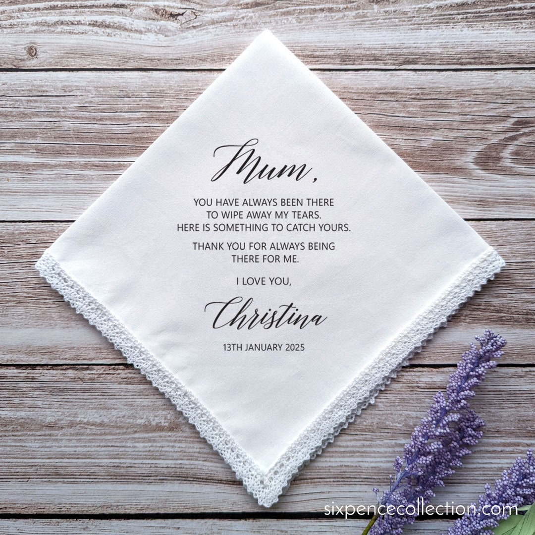 Personalised Wedding Handkerchief for Mother of the Bride, 6 Poem ...