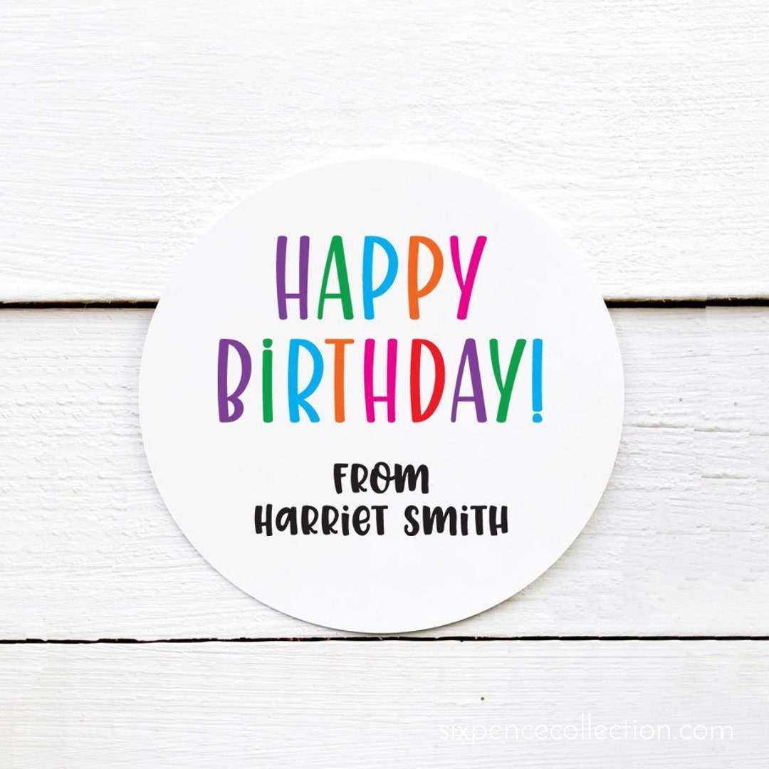 Happy Birthday Stickers Personalised Birthday Sticker Labels - Etsy