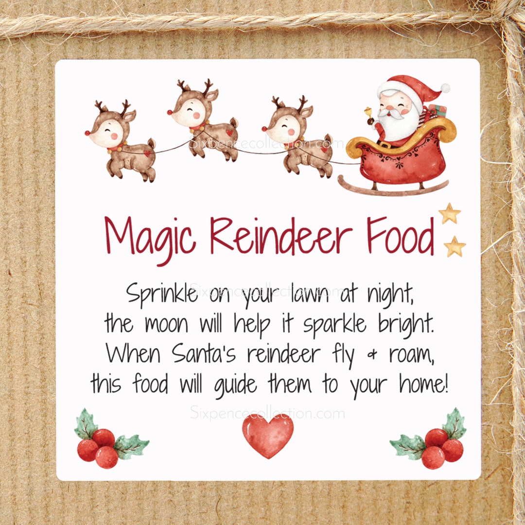 Magic Reindeer Food Stickers DIY Reindeer Food Labels - Etsy