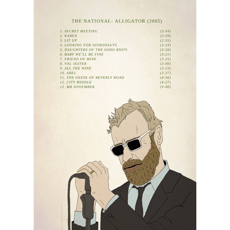 The National- Alligator Tracks A4 Illustration - Etsy
