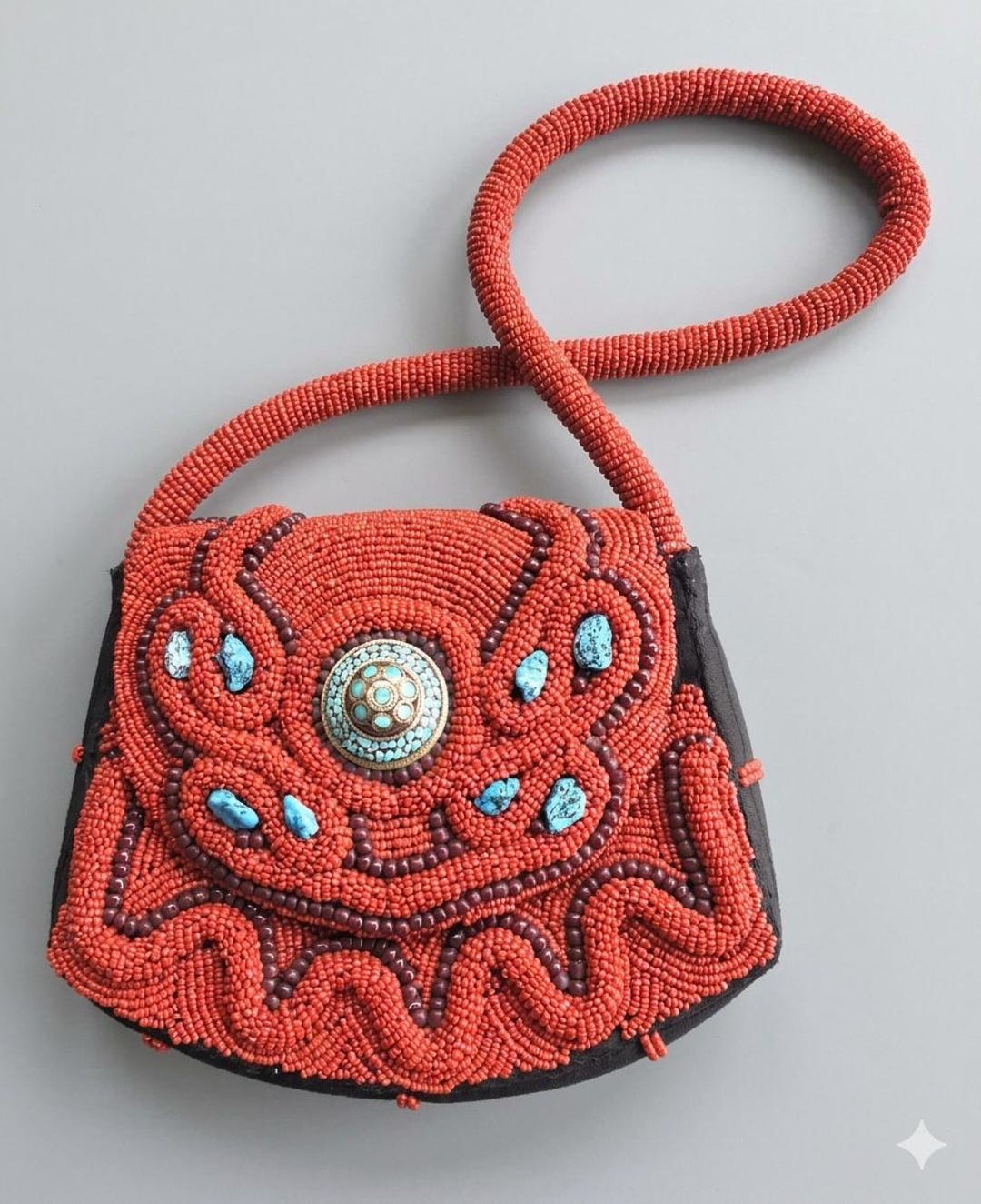 Red Beaded Handbag - Etsy