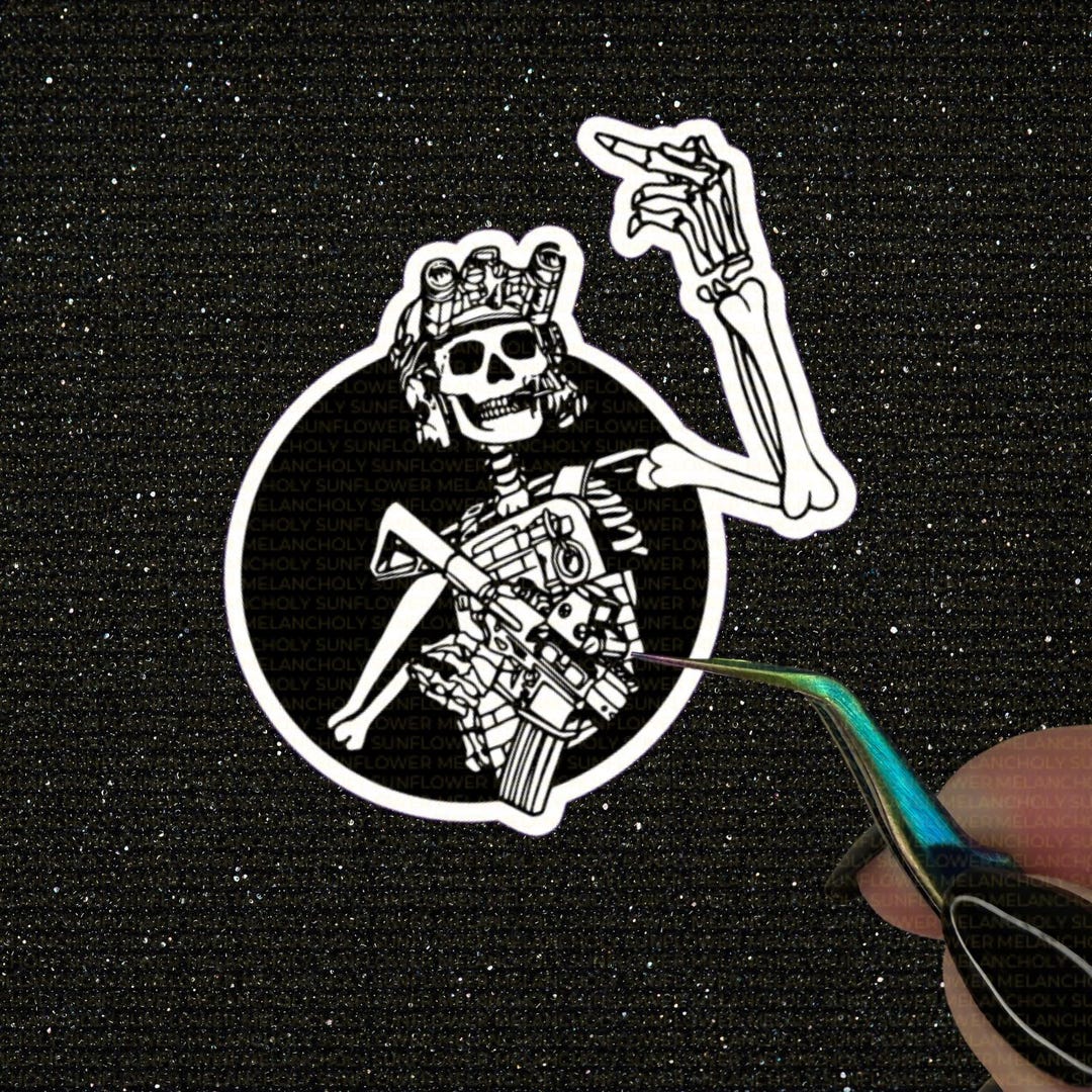 Tactical Skeleton Middle Finger Water-resistant Sticker Water Bottle ...