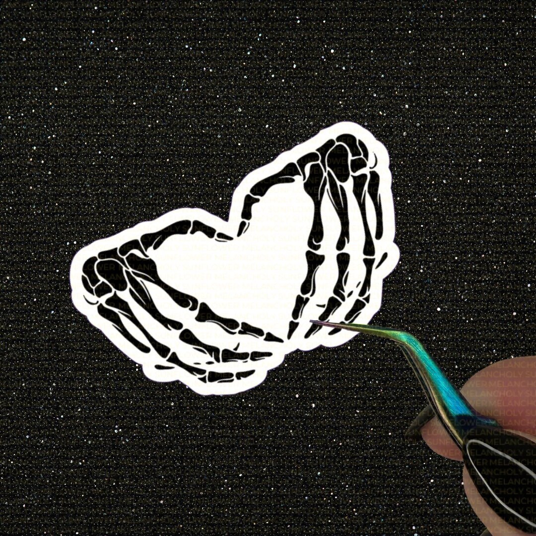 Skeleton Heart Shape With Hands Water-resistant Sticker Water Bottle ...