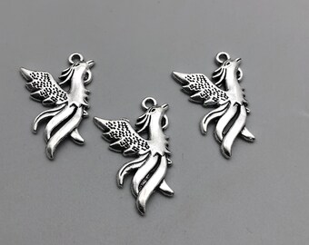 Silver Phoenix Charm - Etsy