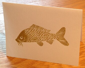 Fish linocut | Etsy