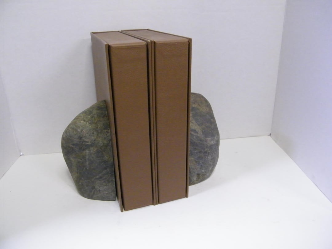 Natural River Stone Bookends: Handcrafted Rock Bookends - Etsy