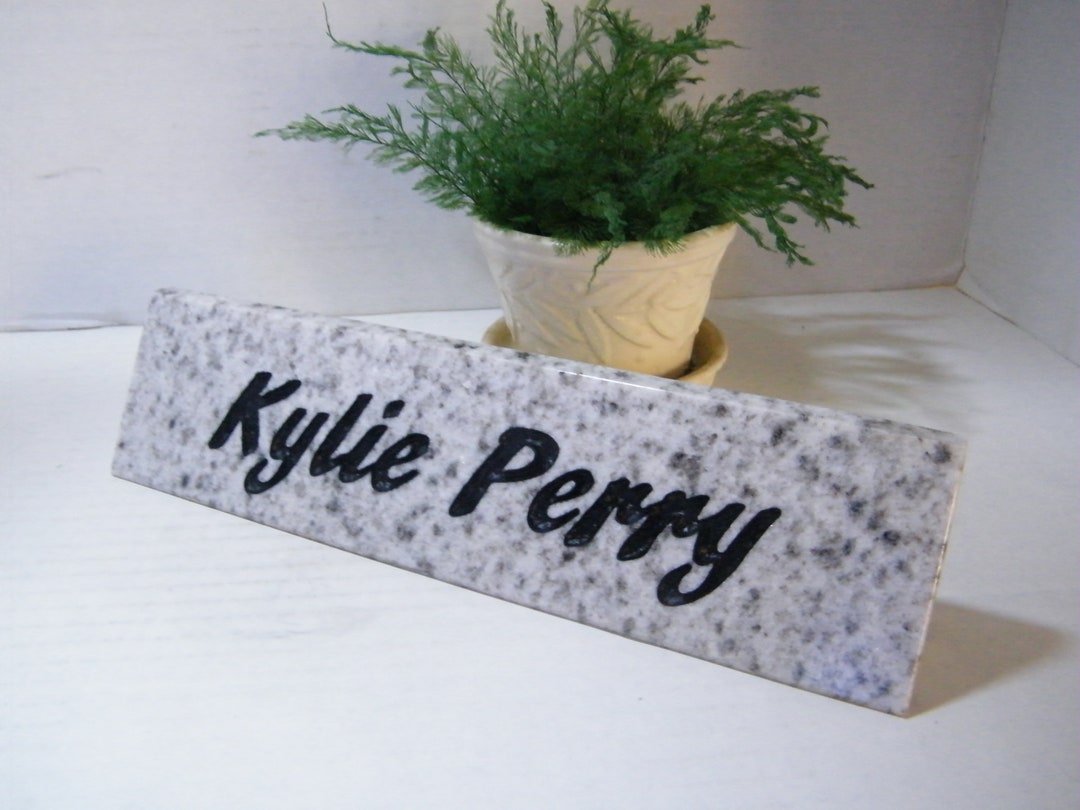 Nameplate,Stone Desk Plate, White Granite Stone Desk Plate,Desk Name ...
