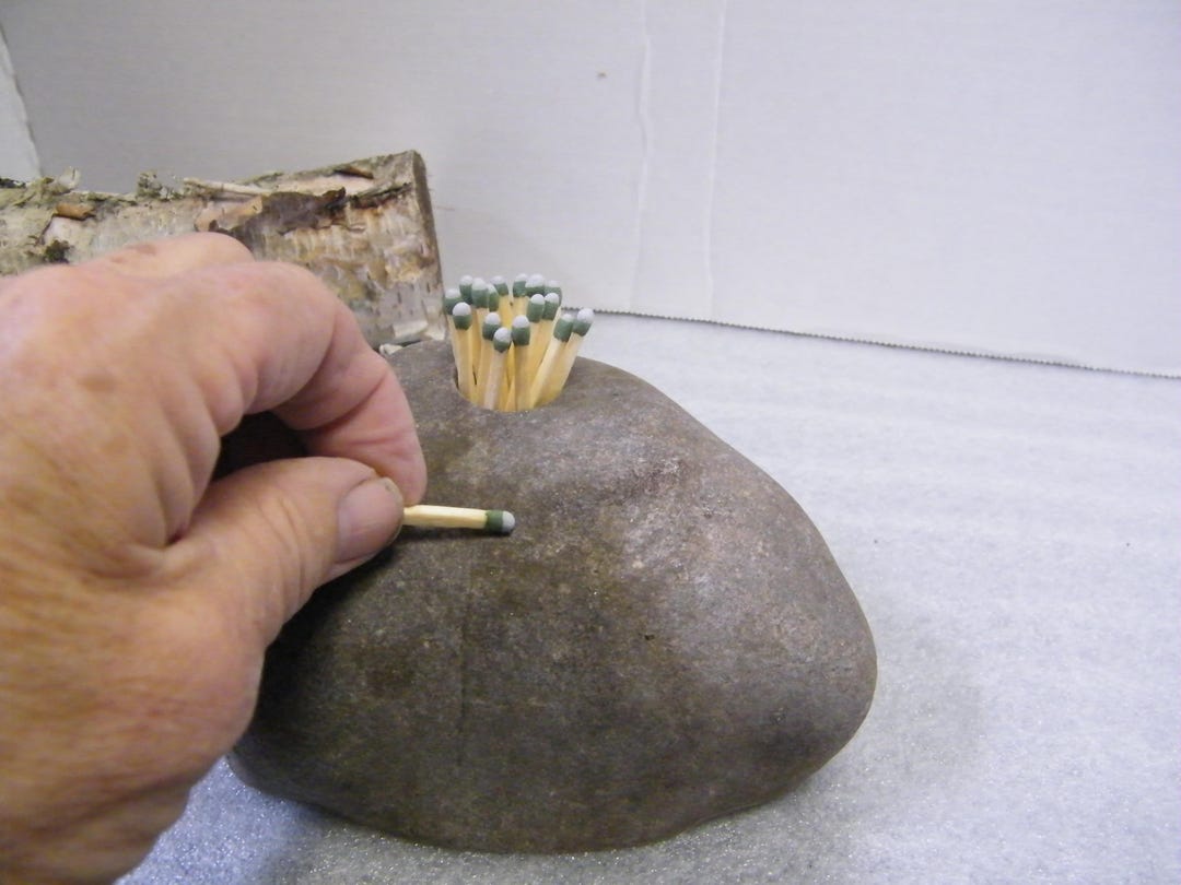 Match Holder, Natural River Stone, Match Striker - Etsy