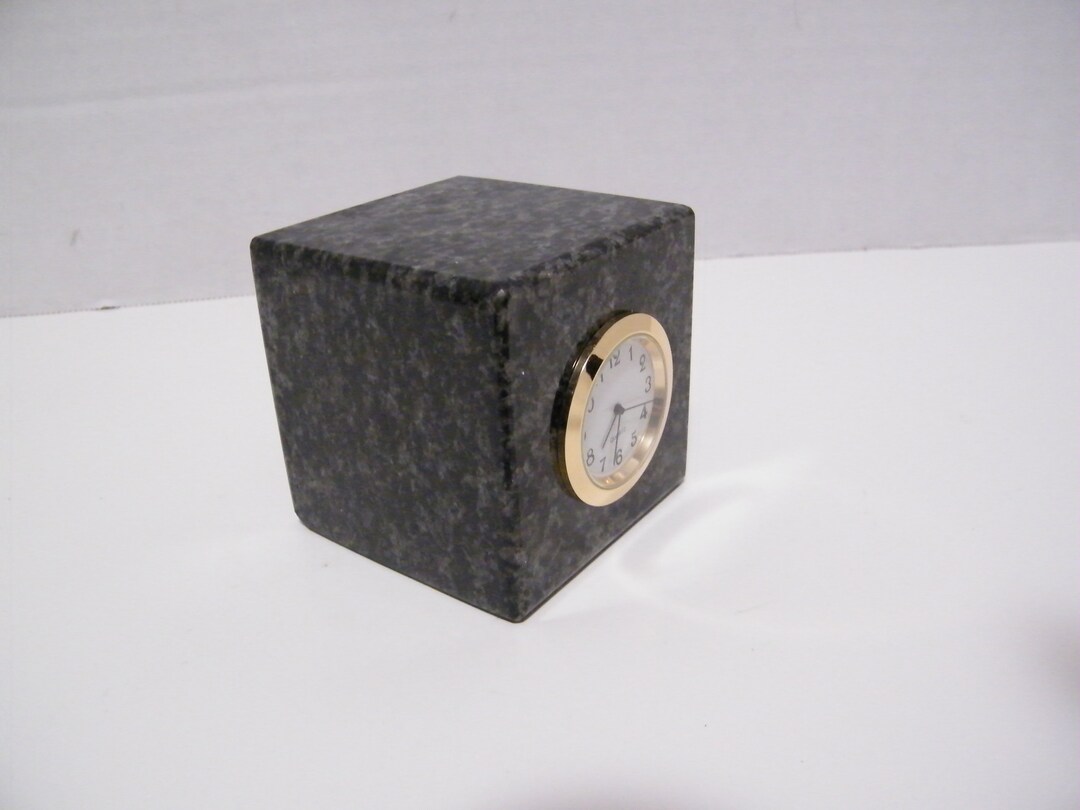 Clock, Mini Clock, Employee Gift, Polished Granite Clock, Retirement ...