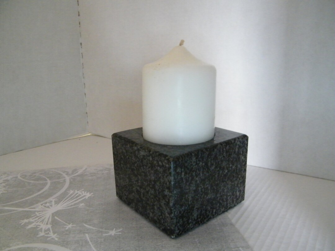 Candle Holder, Granite Base Candle Holder, Polished Stone Candle Holder ...