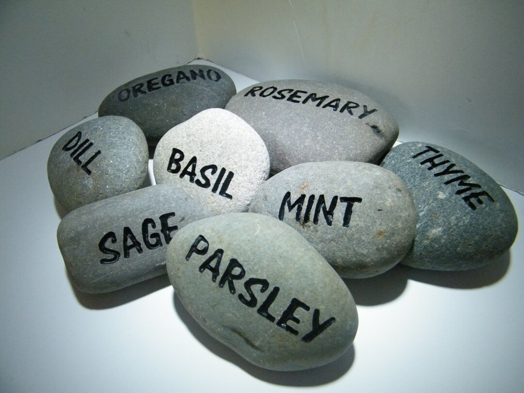 Plant Markers, Set of Six Rock Markers, Garden Pot Markers, Garden ...