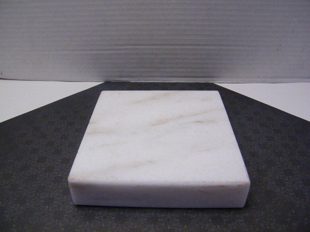Polished White Marble Sculpture Base - Art Mounting Display 5.25" X 5. ...