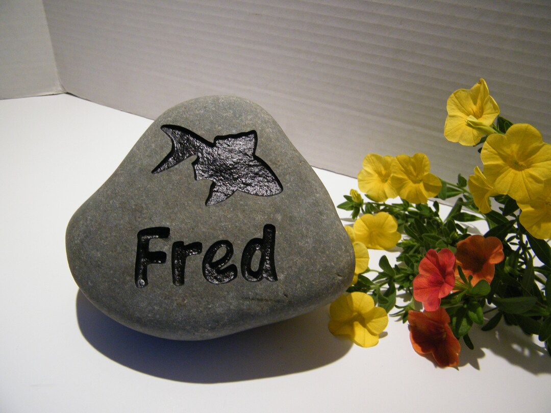 Pet Fish Memorial Stone, Pet River Rock Memorial, Custom Fish Memorial ...