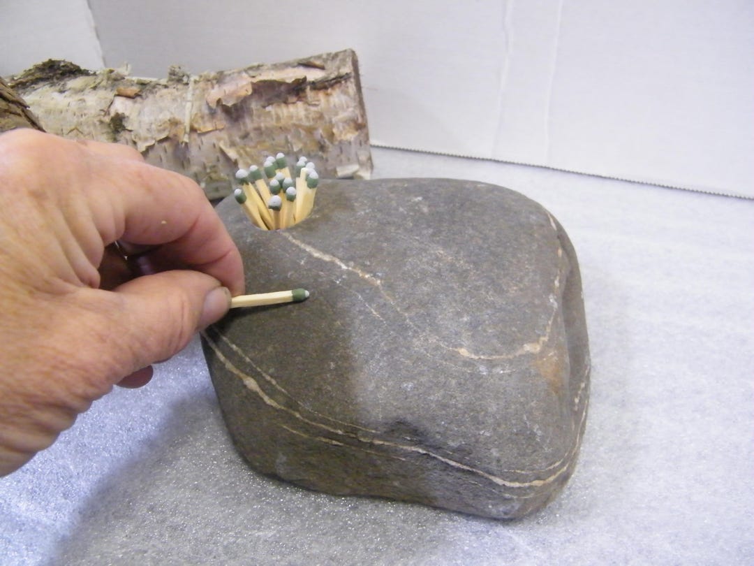 Stone Match Striker: Natural Rock Match Holder With Quartz - Etsy