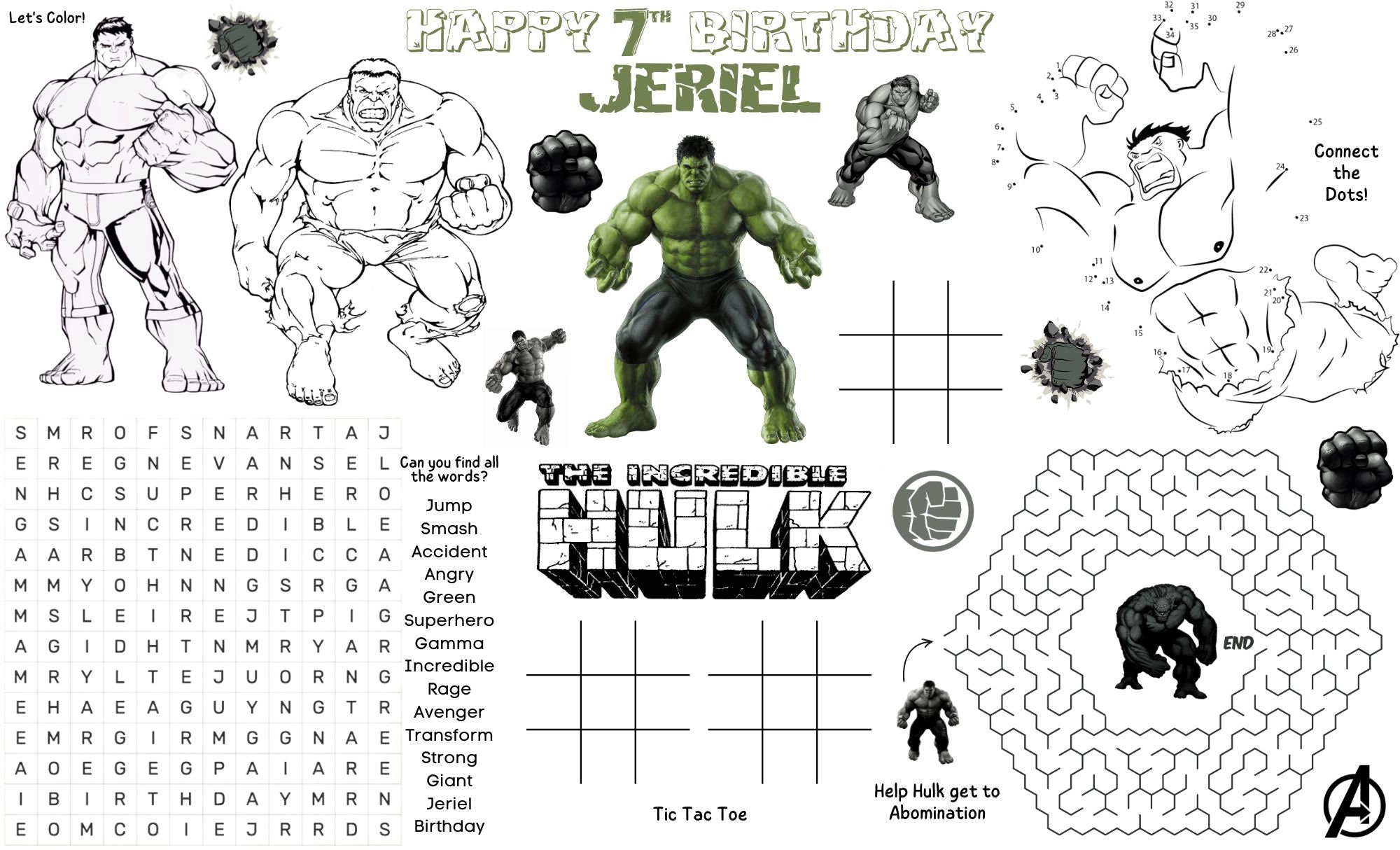 Hulk Party Printable Coloring Sheet Printable Activity Hulk - Etsy Canada
