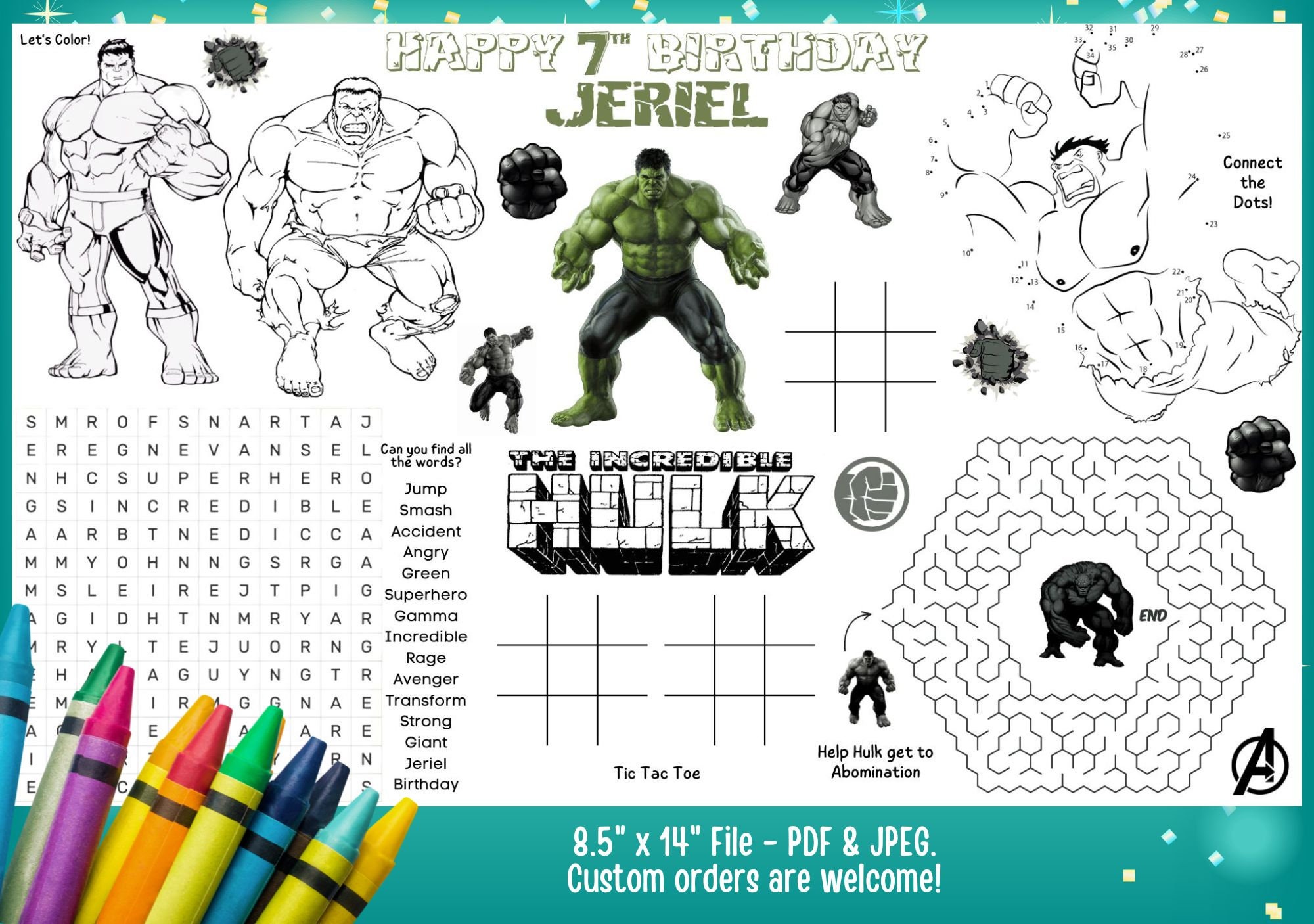 Hulk Party Printable Coloring Sheet Printable Activity Hulk - Etsy Canada