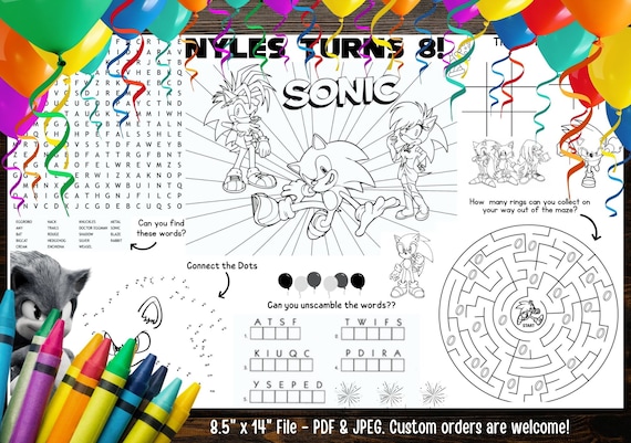 Paper & Party Supplies Birthday Coloring Placemat Kids Coloring ...