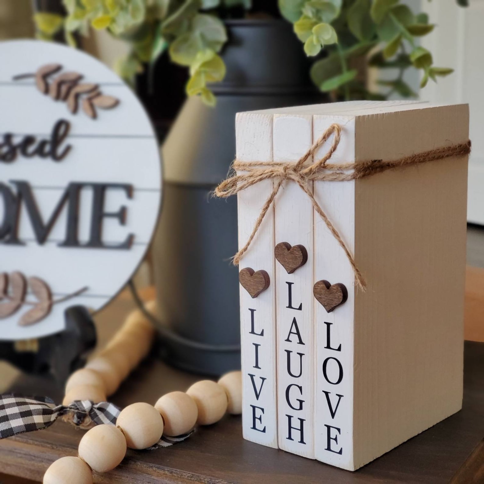 Wood Books Farmhouse Books Blessed Sign Shiplap Faux - Etsy