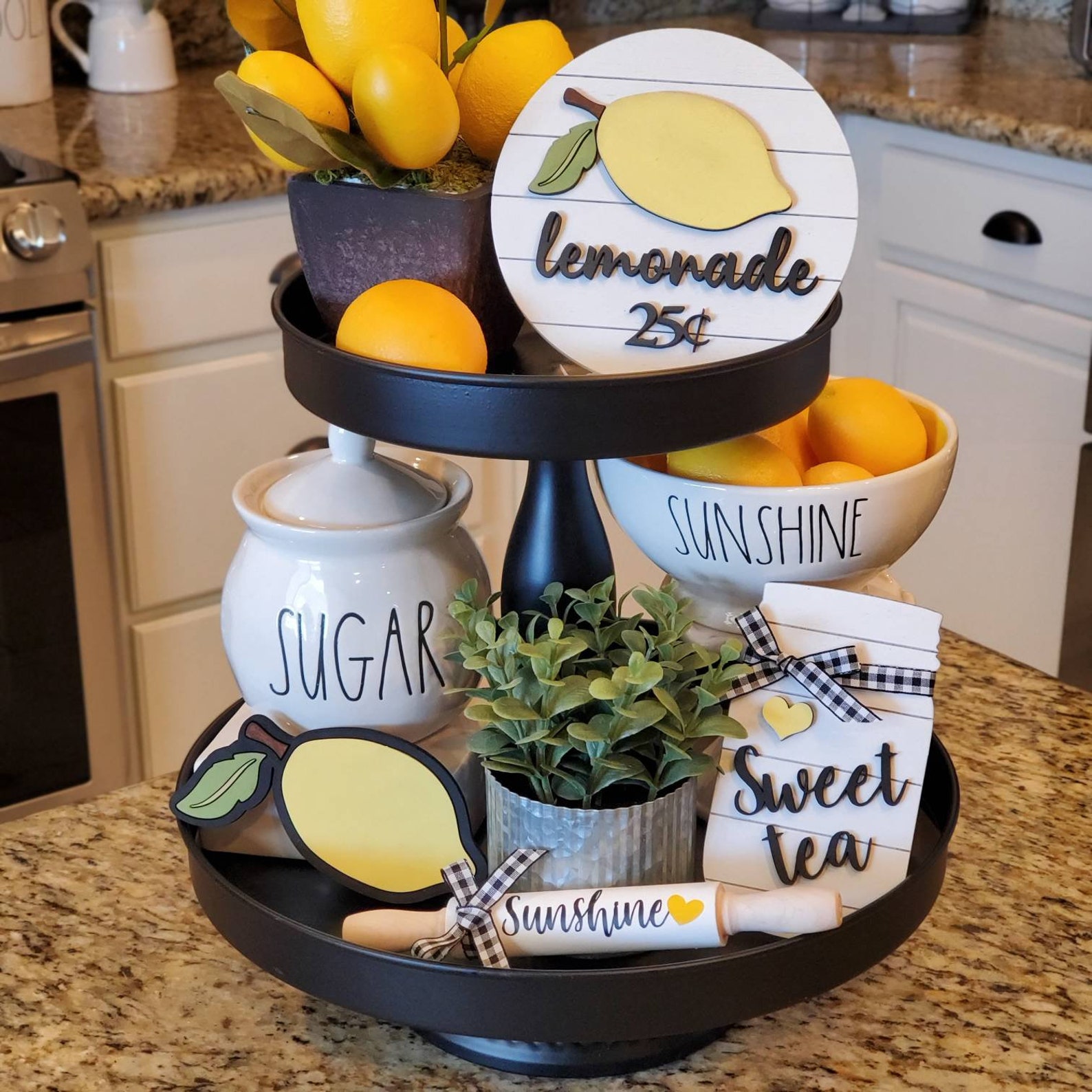 Lemon Decor, Summer Decor, Spring Decor, Farmhouse Decor, Tiered Tray ...