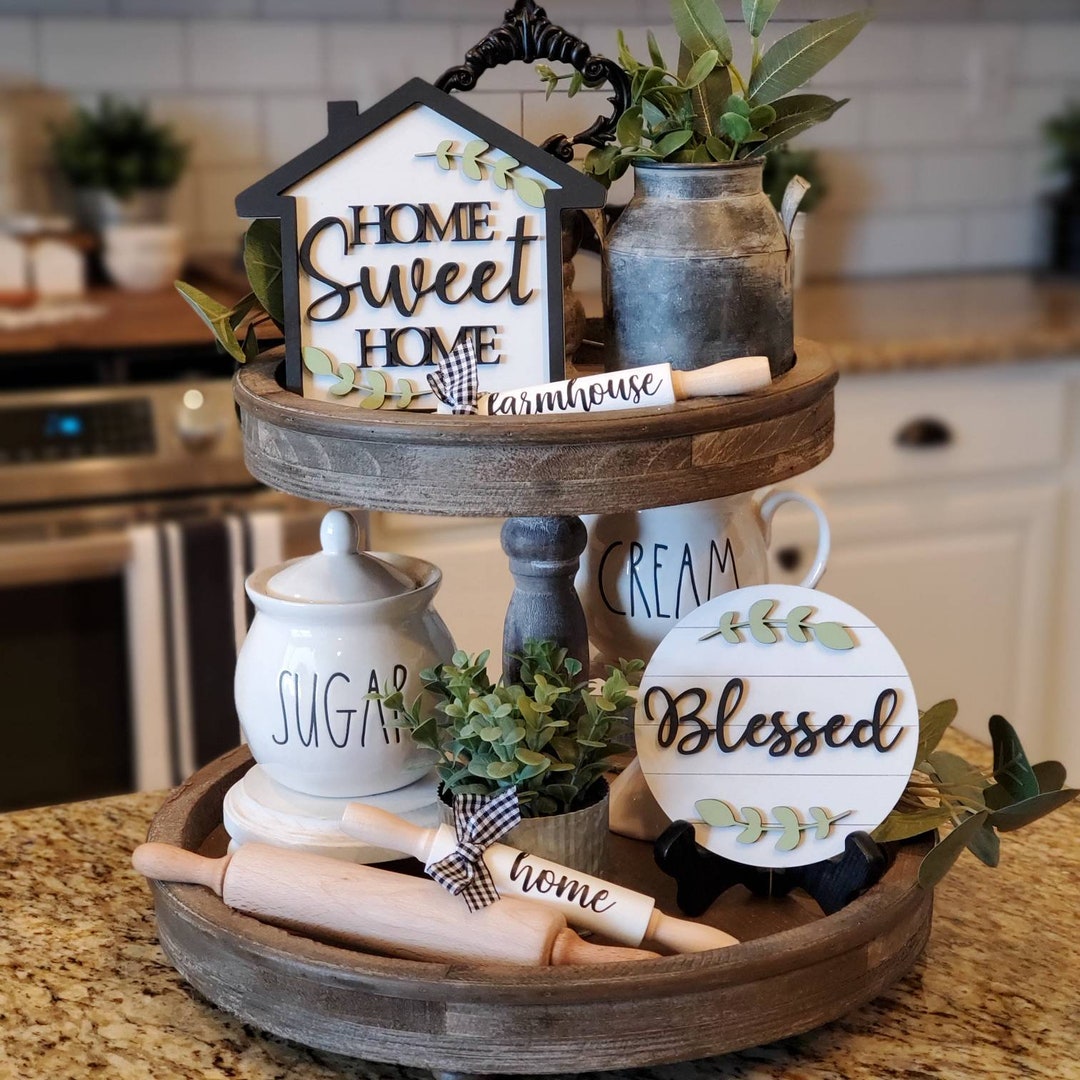Farmhouse Decor, Wood Sign, Shiplap, Tier Tray Decor, Tiered Tray Sign ...