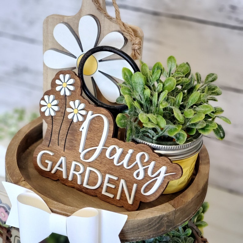 Daisy Garden Daisy Decor Tiered Tray Wood Signs Summer - Etsy