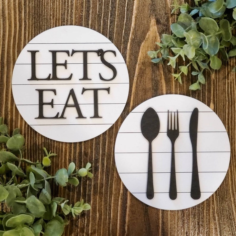 Let's Eat, Kitchen Sign, Kitchen Decor, Home Decor, Tiered Tray Sign ...