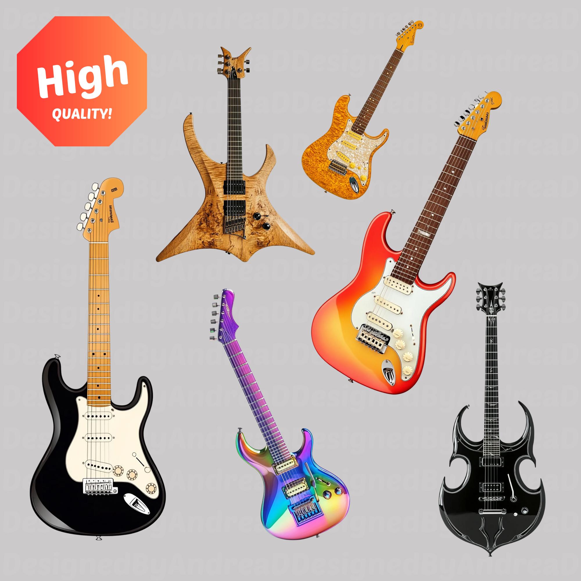 24 Electric Guitar Clipart PNG, Sublimation Designs, DIGITAL DOWNLOAD ...