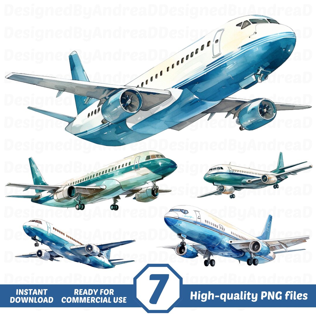 Commercial Airplane Png Bundle, Sublimation Designs, DIGITAL DOWNLOAD ...