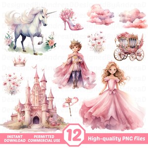 Pink Princess Watercolor Clipart Bundle, Fairy Clipart, Fairy Png ...